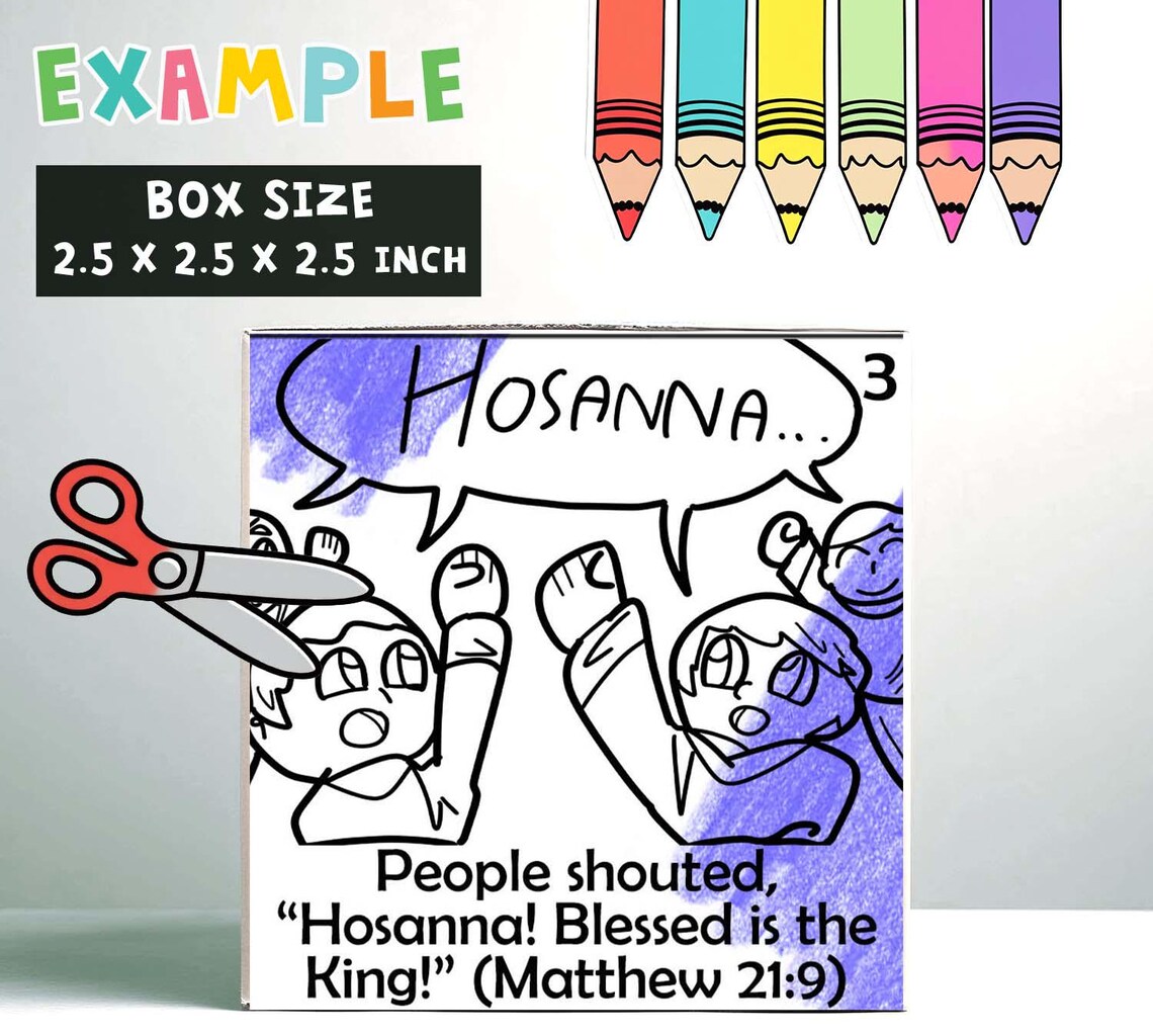 Triumphal Entry Into Jerusalem Coloring Cube Bible Craft: Palm Sunday ...