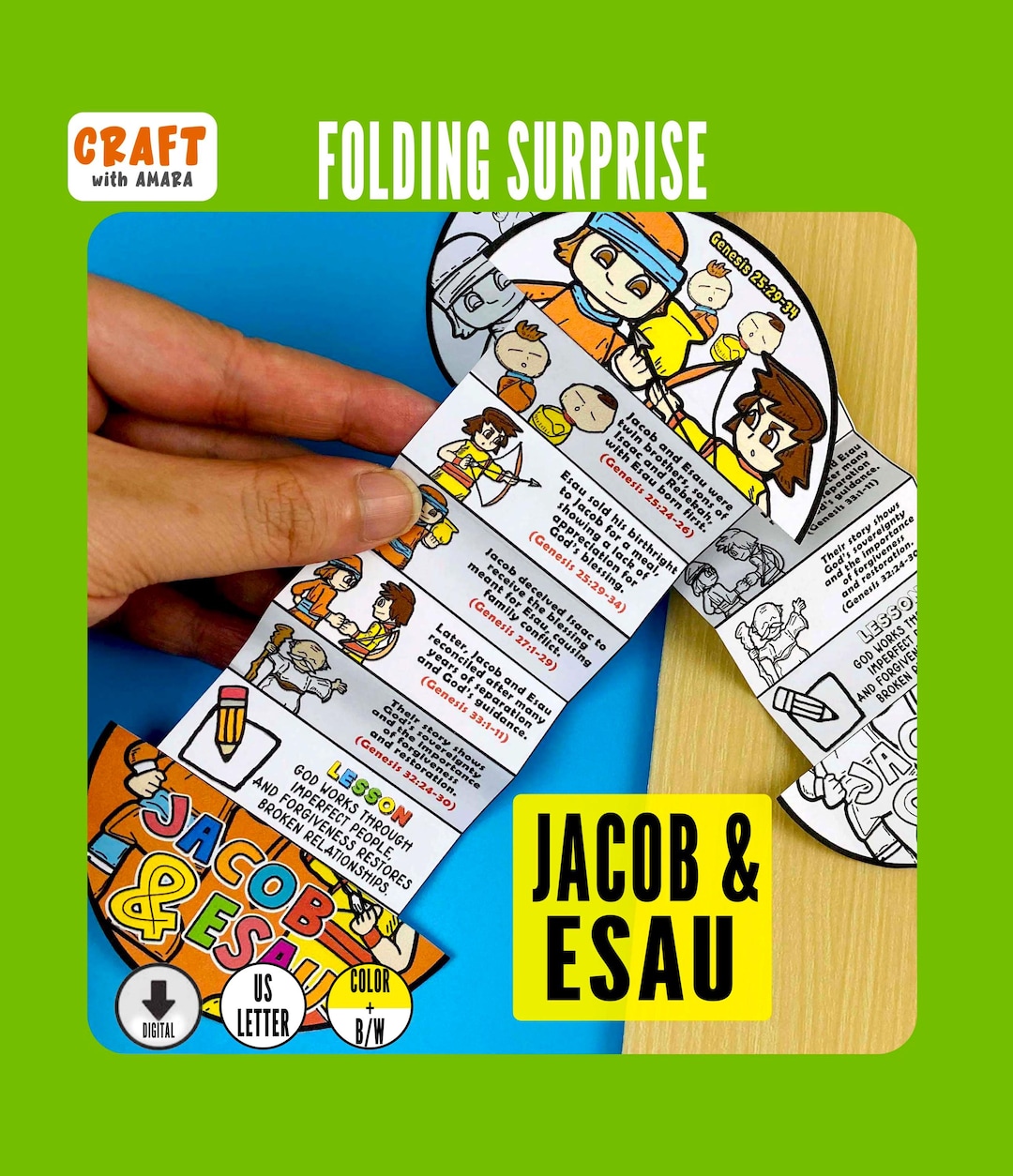 Jacob and Esau Folding Surprise, Bible Craft, Bible Story Lesson ...