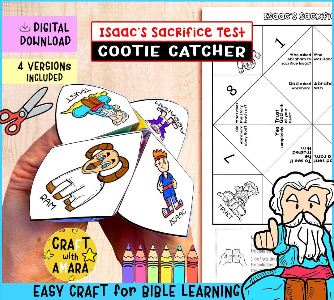 Isaac's Sacrifice Test Coloring Cootie Catcher: Bible Sunday School ...