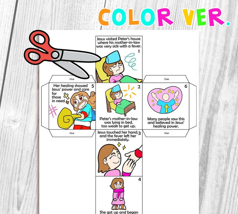 Jesus Heals Peter’s Mother-in-law Coloring Cube Bible Craft: Miracle ...