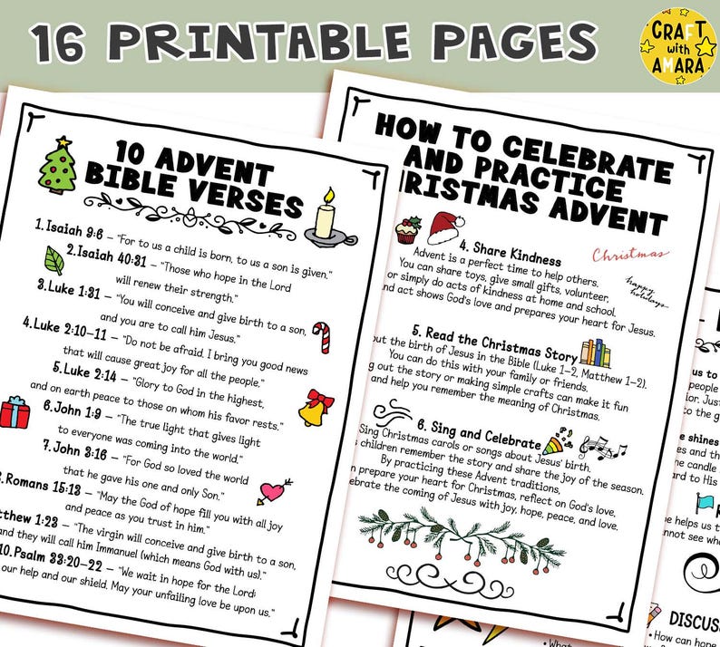 Christmas Advent Bible Lesson Craft for Kids, Christian Nativity ...