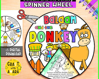 Balaam and the Donkey Spinner Coloring Wheel, Bible Activity, Kids ...