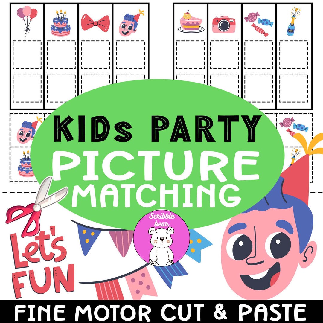 Kids Party Matching Game Activity Find the Objects Fine Motor Toddler ...