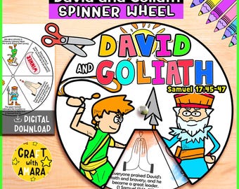 David and Goliath Spinner Coloring Wheel, Bible Activity, Kids Bible ...