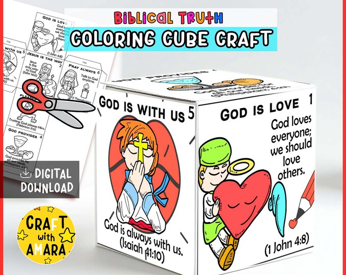 Biblical Truth Coloring Cube Craft: Attributes of God, Bible Lesson ...