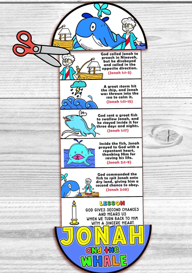 Jonah and the Whale Folding Surprise Bible Craft, Bible Lesson, Sunday ...