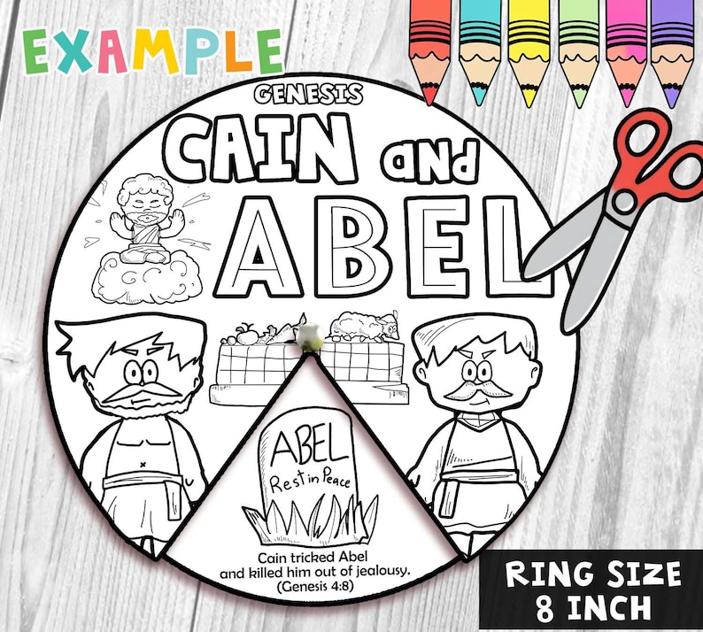 Cain and Abel Spinner Coloring Wheel, Bible Activity, Kids Bible Lesson ...