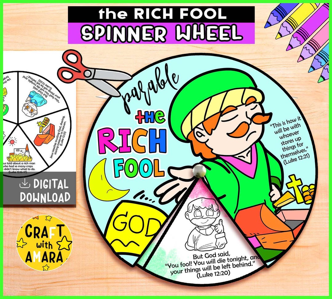 Parable of the Rich Fool Spinner Coloring Wheel Bible Craft: Children ...