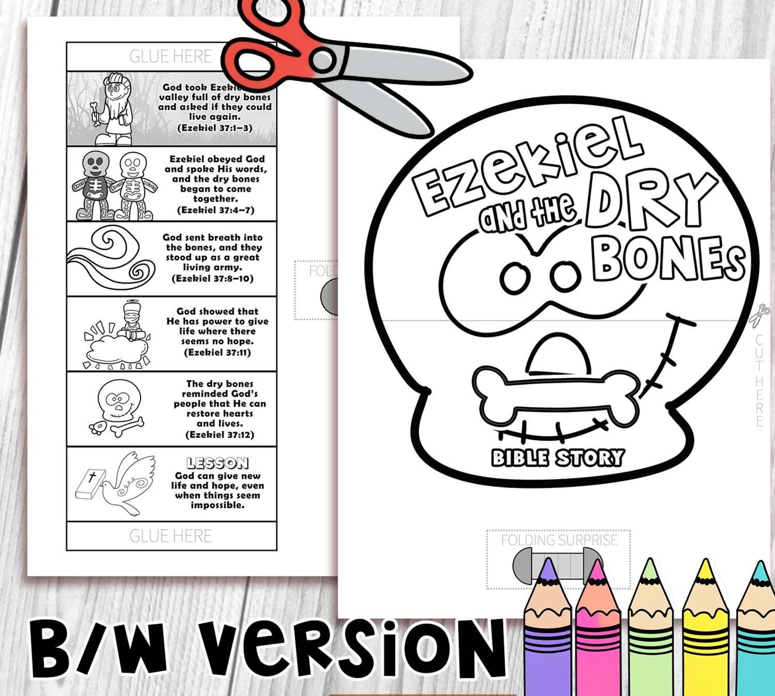 Ezekiel and the Dry Bones Folding Surprise Craft: Bible Story Summary ...