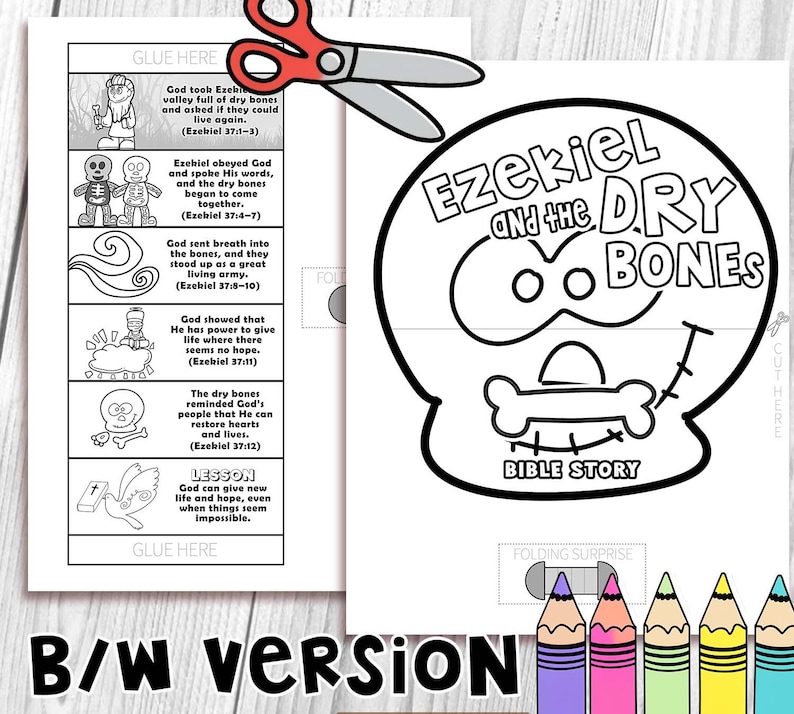 Ezekiel and the Dry Bones Folding Surprise Craft: Bible Story Summary ...