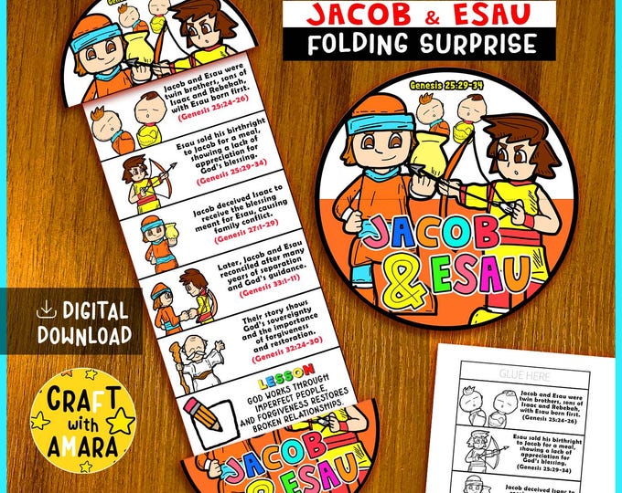 Jacob and Esau Folding Surprise, Bible Craft, Bible Story Lesson ...
