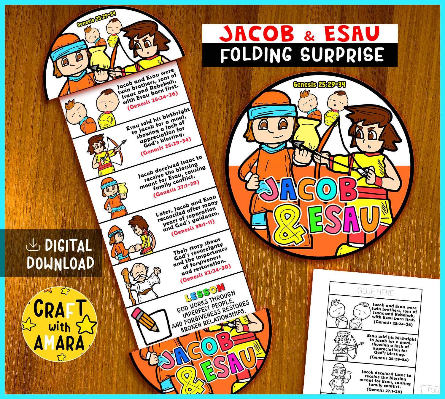 Jacob and Esau Folding Surprise, Bible Craft, Bible Story Lesson ...