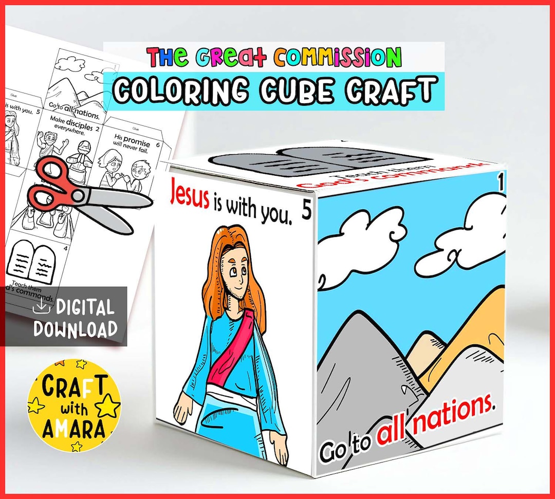 The Great Commission Coloring Cube Craft, Memory Games, Bible Craft for ...