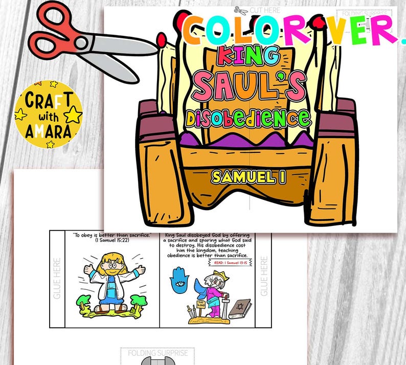 King Saul's Disobedience Easy Coloring Folding Surprise Bible Craft ...