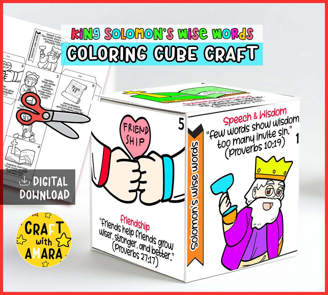 King Solomon's Wise Words Coloring Cube Craft: Memory Games, Bible ...