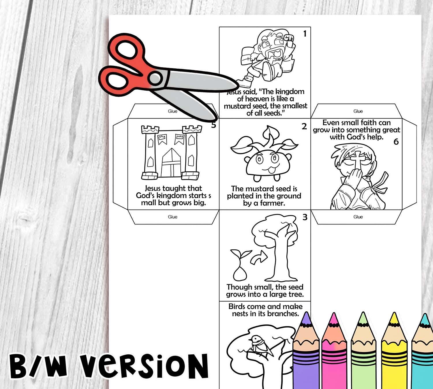 Parable of the Mustard Seed Coloring Cube Bible Craft: Memory Games ...