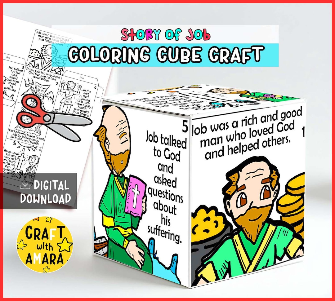 Story of JOB Coloring Cube Craft: Memory Games, Bible Study Lesson ...