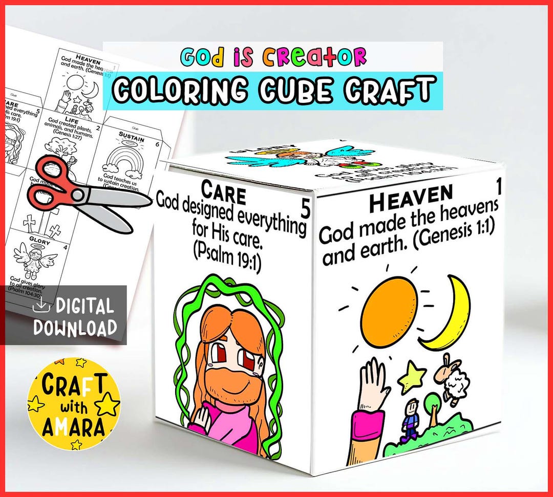 God is Creator Coloring Cube Craft: Christian Faith, Bible Lesson Study ...