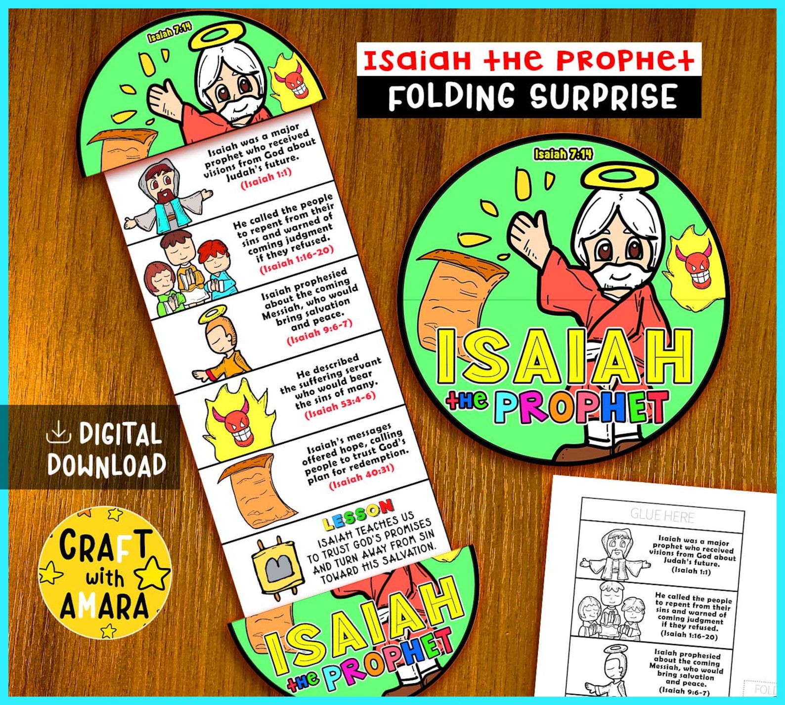 Isaiah the Prophet Folding Surprise, Bible Craft, Bible Story Lesson ...