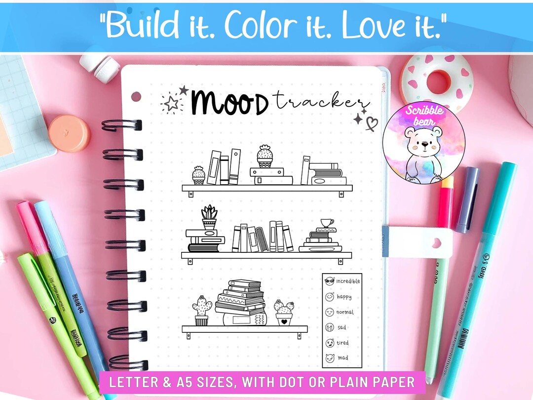 Book Mood Tracker Printable Journal Kit Planner Page With Feelings ...