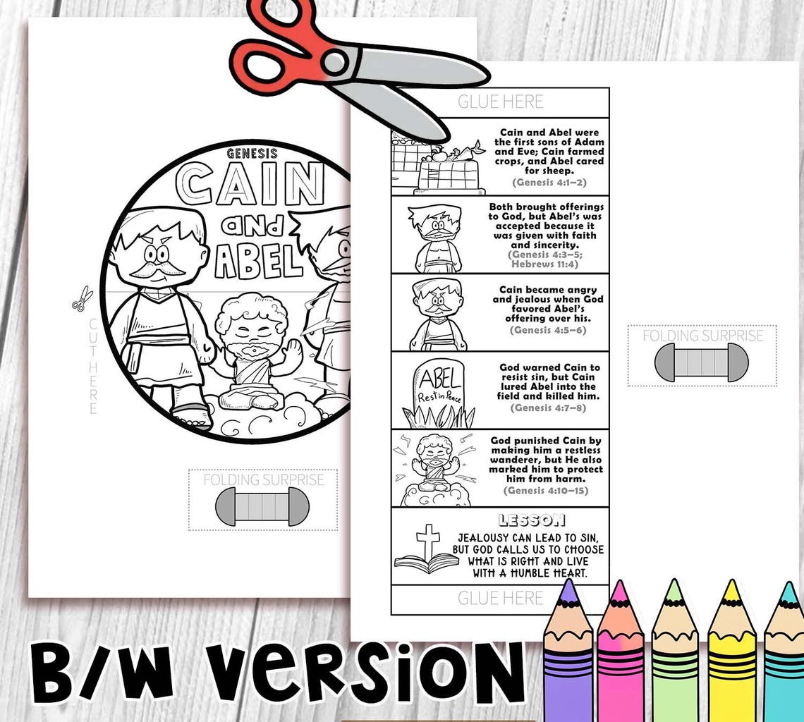 Cain and Abel Coloring Folding Surprise Bible Craft: Bible Lesson ...