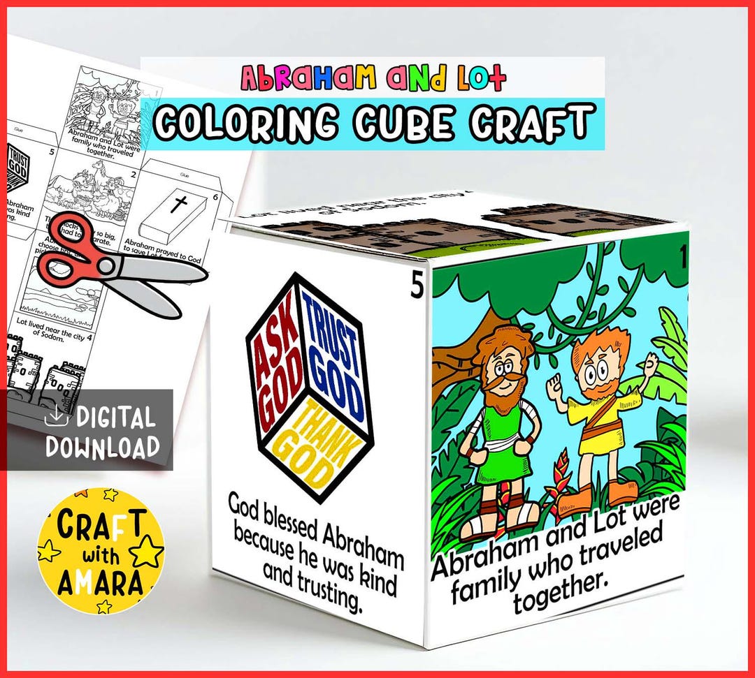Abraham and Lot Coloring Cube Craft, Memory Games, Bible Craft for Kids ...