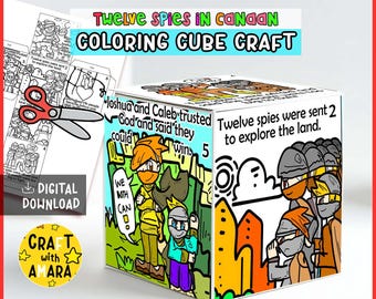 Twelve Spies in Canaan Coloring Cube Craft, Memory Games, Bible Craft ...