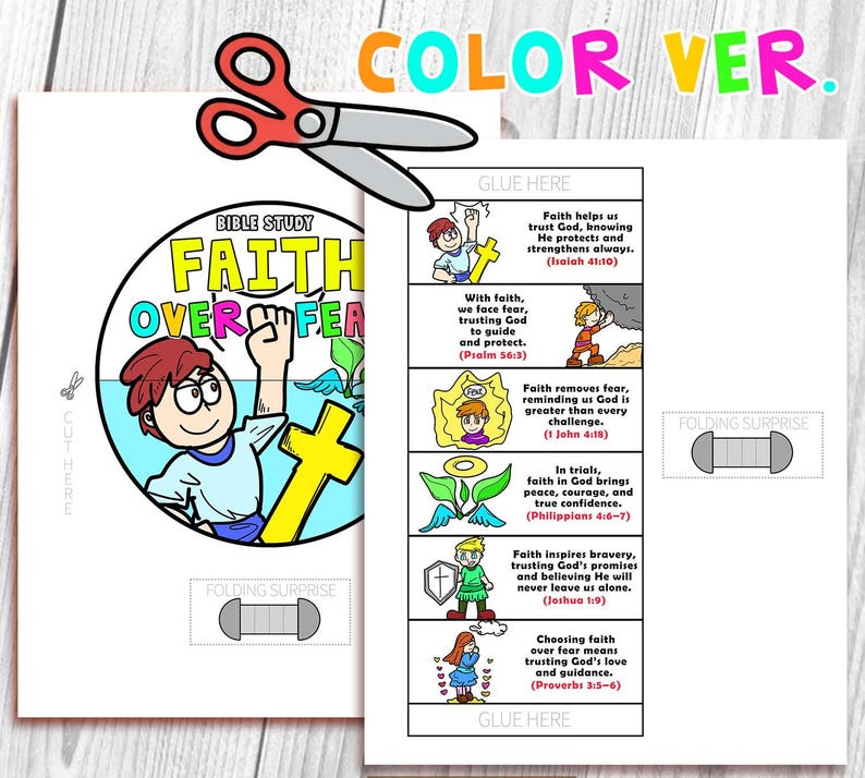 Faith Over Fear Folding Surprise Bible Craft: Bible Scripture, Gospel ...