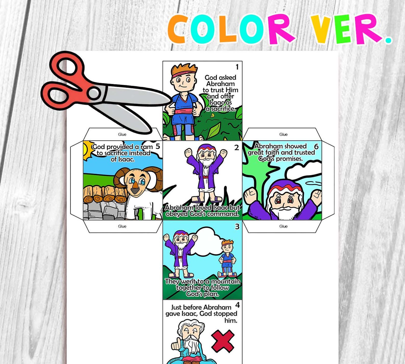 Isaac's Sacrifice Test Coloring Cube Craft, Memory Games, Bible Craft ...