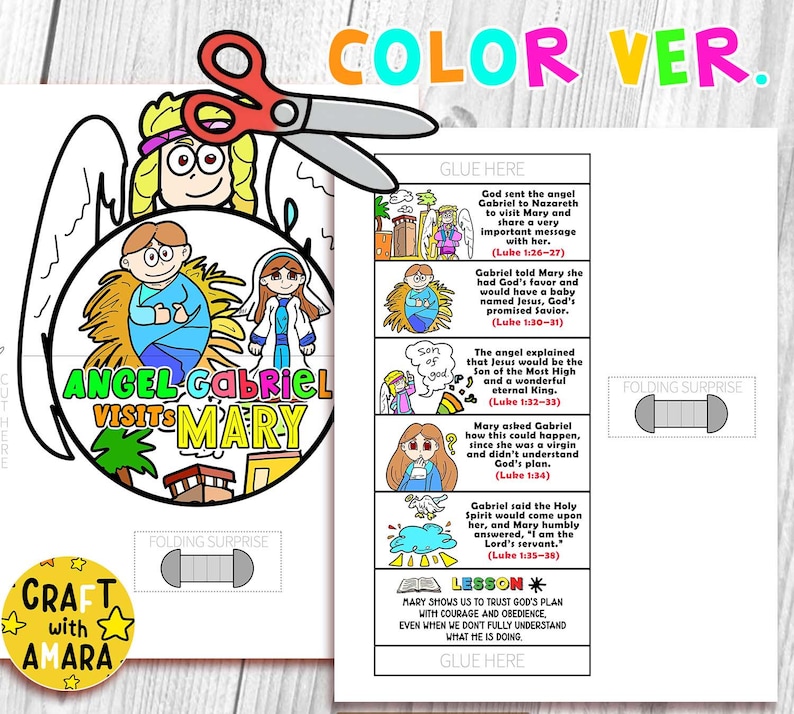 Angel Gabriel Visits Mary Folding Surprise Bible Craft: the ...