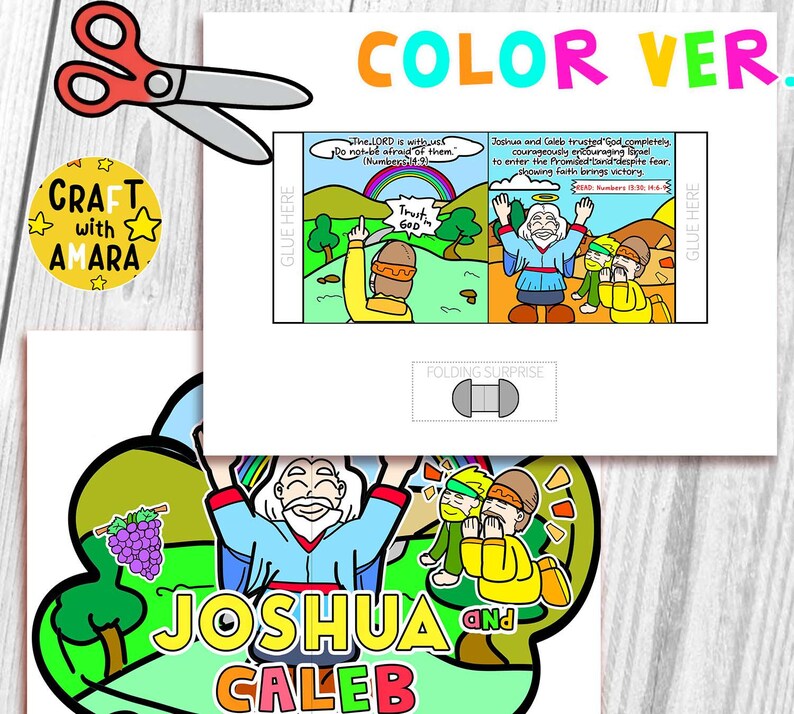 Joshua and Caleb (twelve Spies in Canaan) Easy Coloring Folding ...