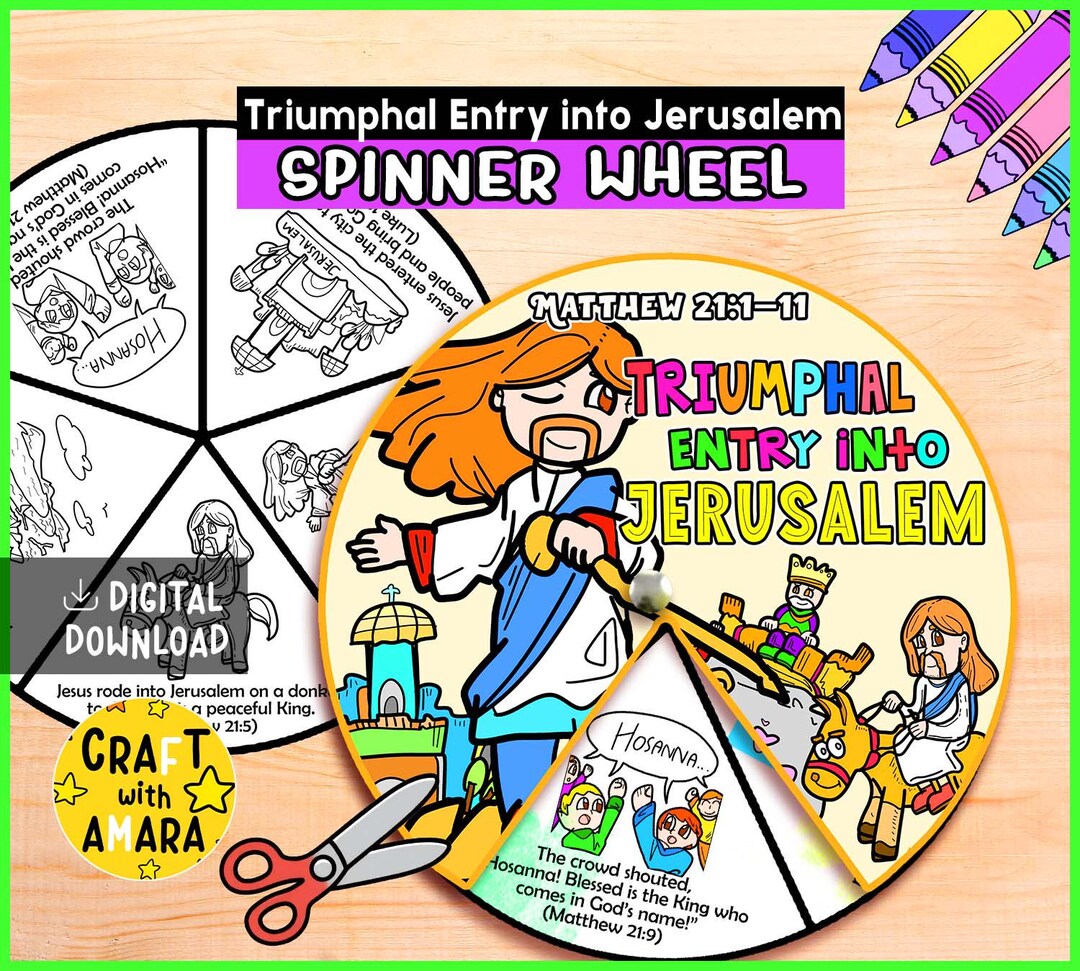 Triumphal Entry Into Jerusalem Spinner Wheel Bible Craft: Palm Sunday ...