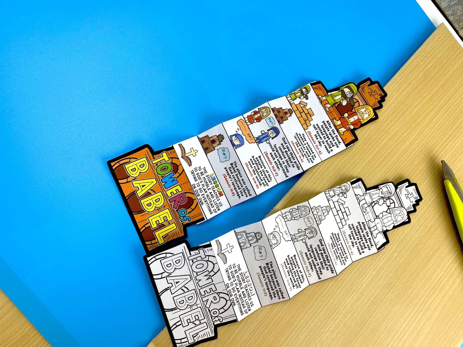 Tower of Babel Folding Surprise Bible Craft, Bible Lesson Sunday School ...