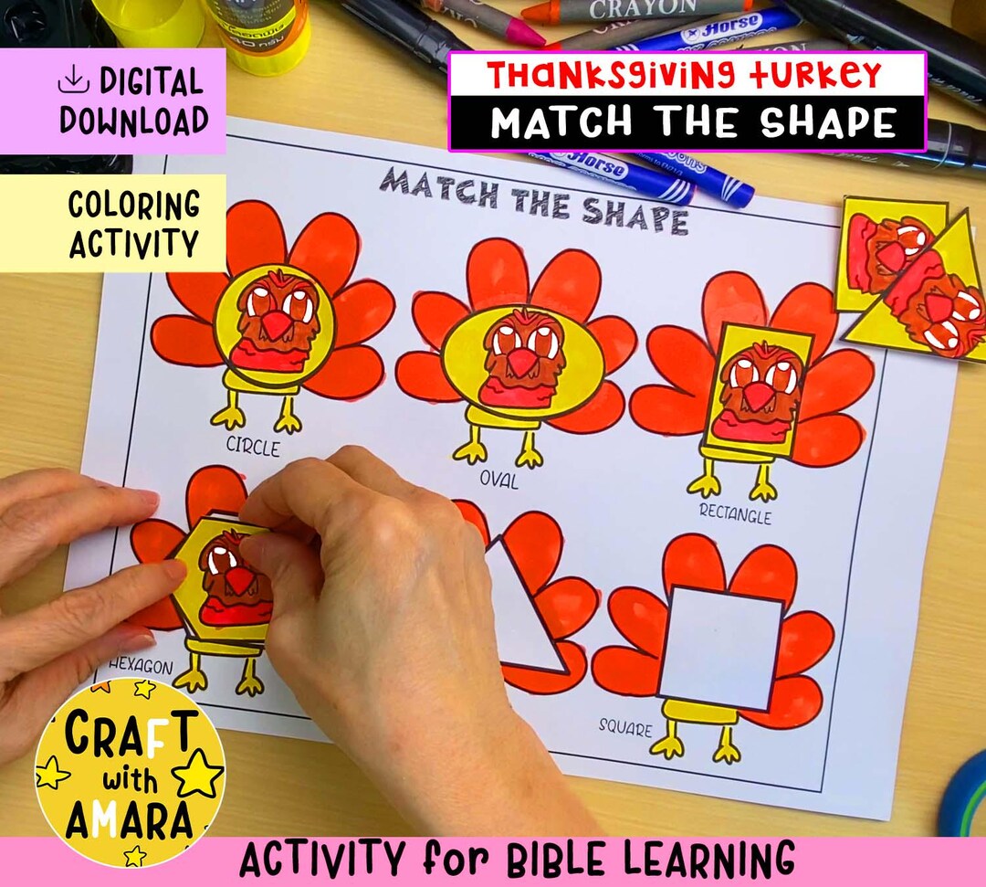 Thanksgiving Turkey Match the Shape Craft: Christian Sunday School ...
