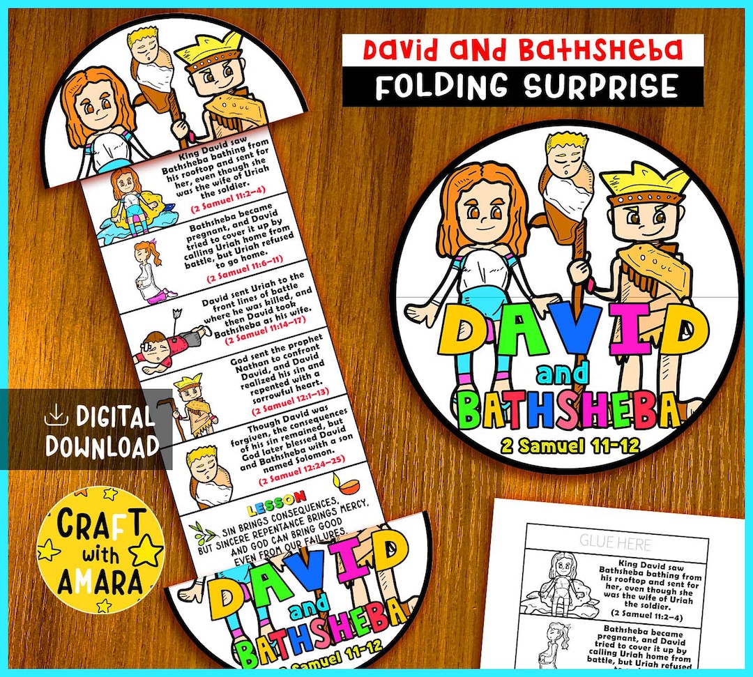 David and Bathsheba Folding Surprise Bible Craft, Bible Lesson, Sunday ...