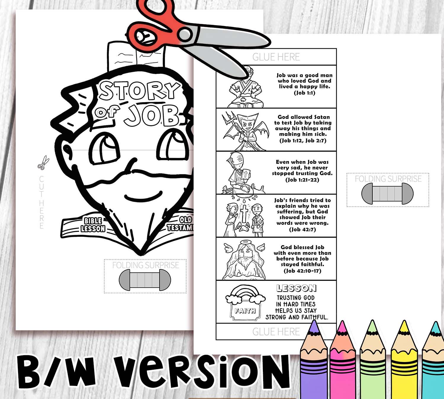 Story of JOB Folding Surprise: Bible Craft, Bible Story Lesson Summary ...