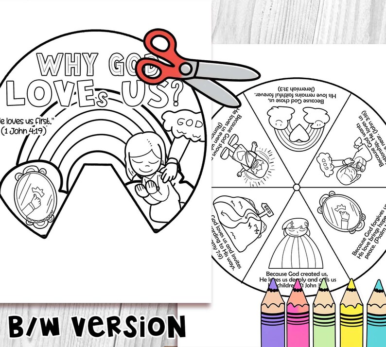 Why God Loves Us? Spinner Coloring Wheel, Bible Craft Activity ...