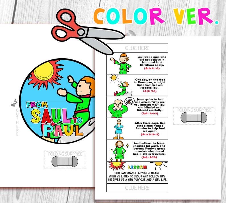 From Saul to Paul Folding Surprise Bible Craft, Bible Lesson, Sunday ...