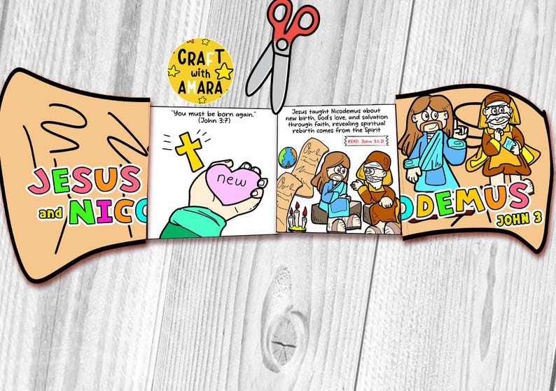 Jesus and Nicodemus Easy Coloring Folding Surprise Bible Craft ...