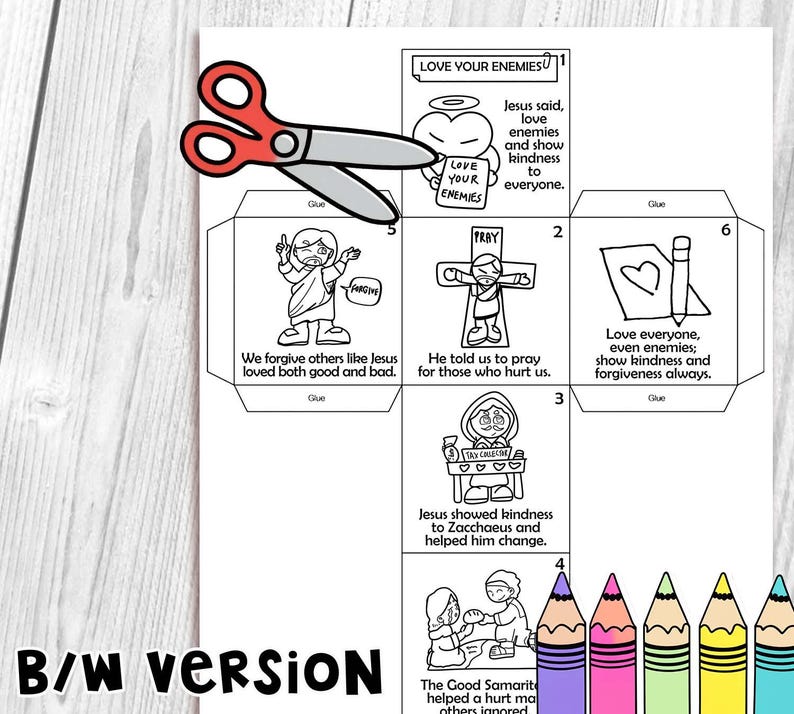Love Your Enemies Coloring Cube Bible Craft: Bible Lesson Study Guide ...