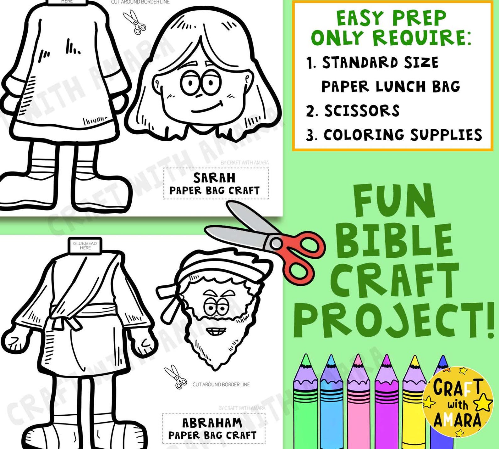 Abraham and Sarah Paper Bag Puppet Craft: Bible Lesson Activity, Sunday ...