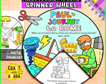 Paul's Journey to Rome Spinner Coloring Wheel Bible Craft: Sunday ...