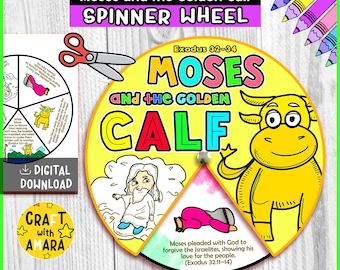 Moses and the Golden Calf Spinner Coloring Wheel, Bible Activity, Kids ...