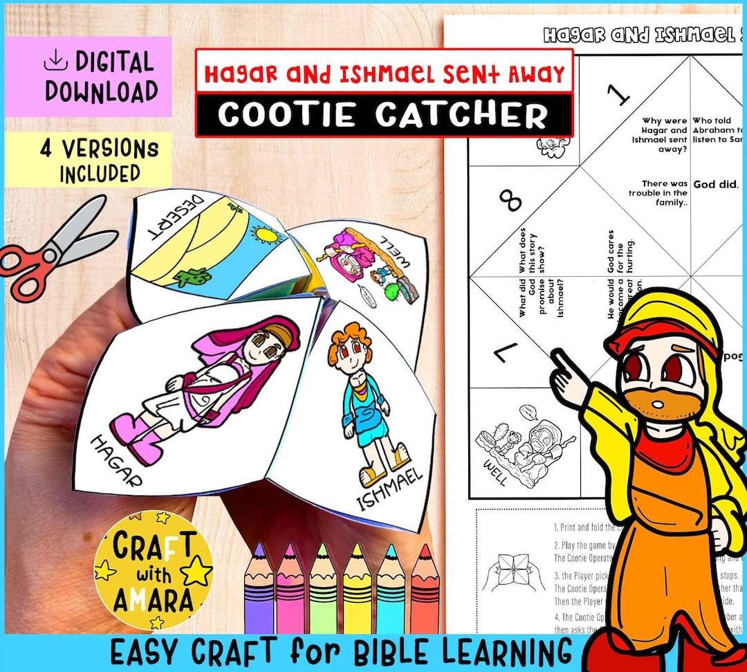 Hagar and Ishmael Sent Away Coloring Cootie Catcher: Bible Sunday ...