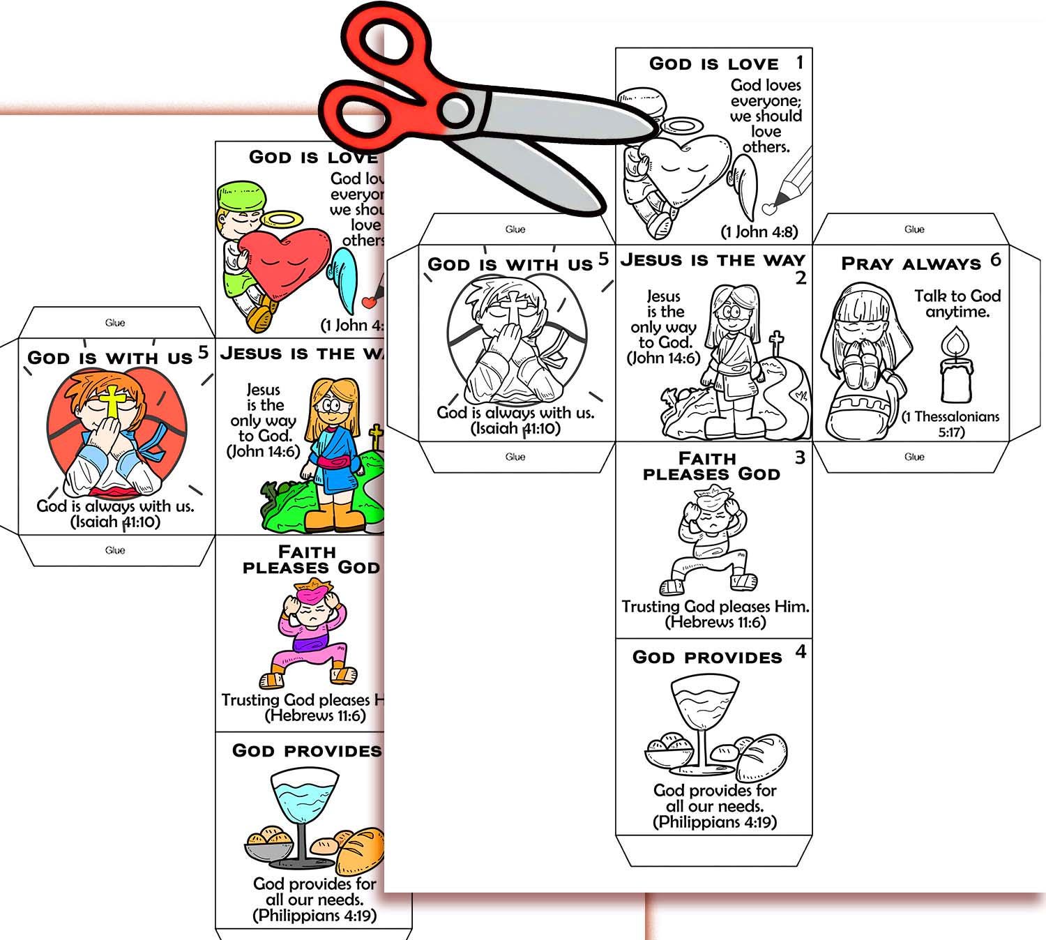 Biblical Truth Coloring Cube Craft: Attributes of God, Bible Lesson ...