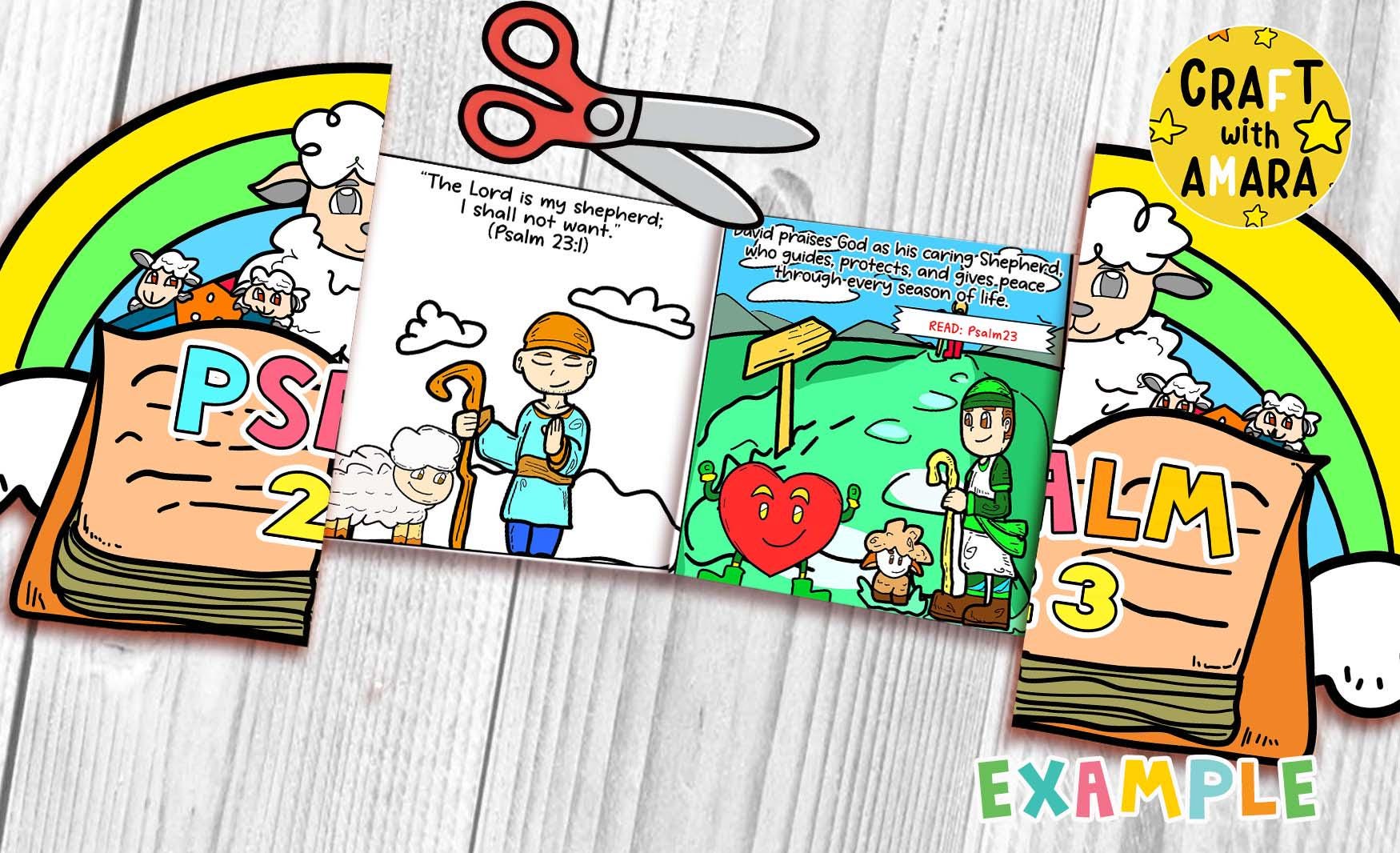 PSALM 23 the Lord is My Shepherd Easy Coloring Folding Surprise Bible ...