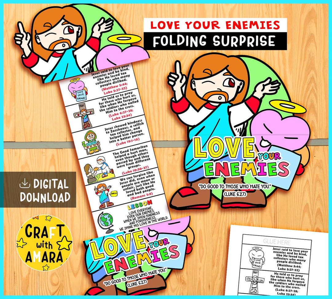 Love Your Enemies Folding Surprise Bible Craft: Bible Lesson Study ...