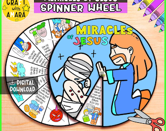 Miracle of Jesus Spinner Coloring Wheel Bible Craft: Children Ministry ...