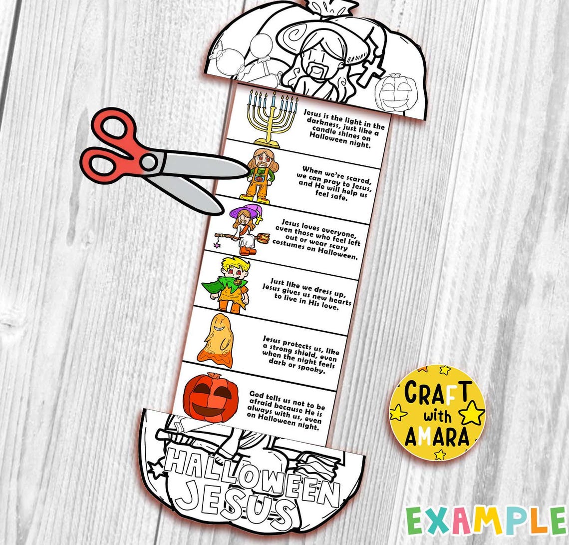 HALLOWEEN Jesus Folding Surprise Coloring Craft: Jesus Loves Us, Bible ...