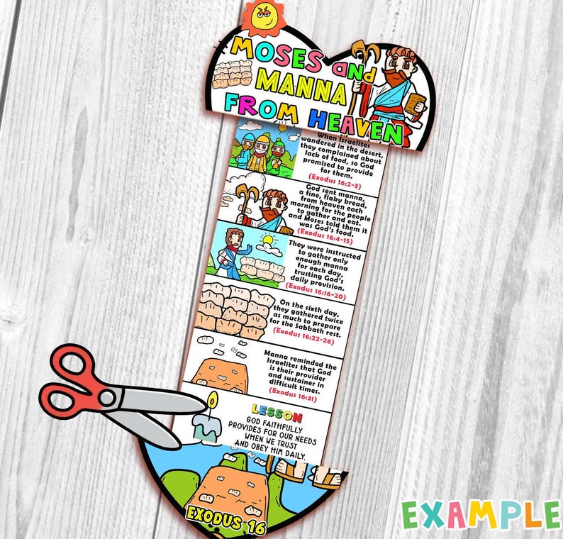 Moses and Manna From Heaven Folding Surprise Craft: Bible Study Lesson ...